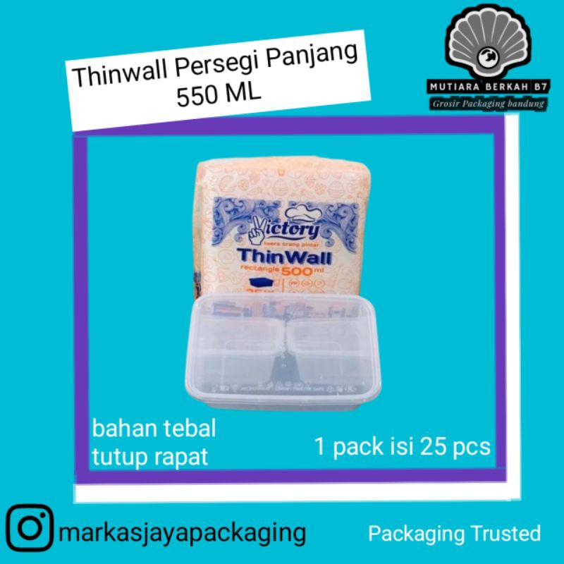 Jual Thinwall Victory 500 ml Rect persegi 1 Pack Isi 25 Pcs Anti Tumpah ...