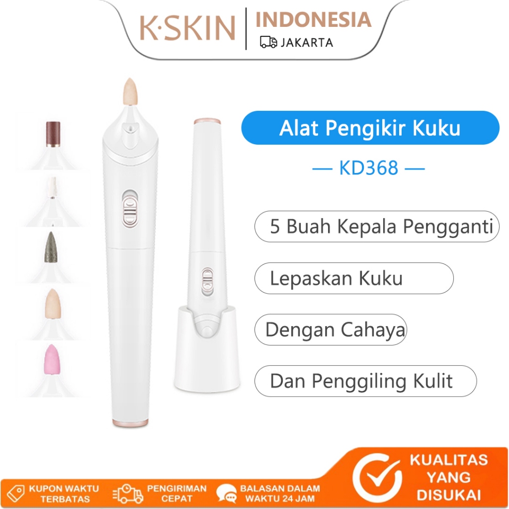 Jual K·Skin Alat Manicure Elektrik, 5 Kepala Ganti, LED & Silent Mode ...