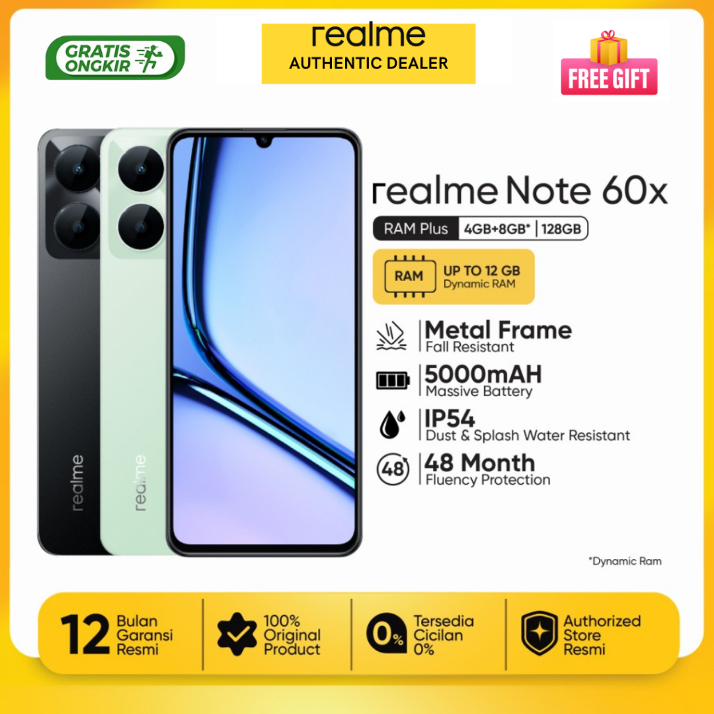 Jual realme Note 60x 4GB/128GB Rangka Metal Tahan Banting | Baterai ...