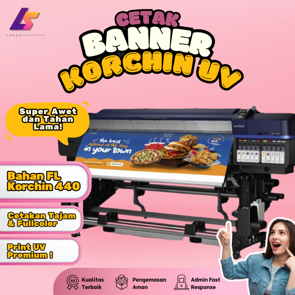 Jual Cetak Banner Spanduk UV Bahan Korchin FL 440 High Resolusi 2400 ...