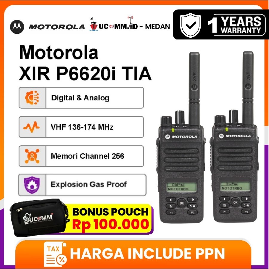 Jual Motorola Xir P6620i XIRP6620i VHF TIA Gas Proof HT Digital Analog ...