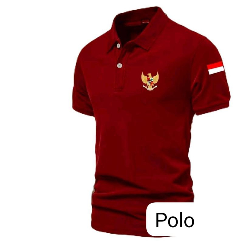 Jual KAOS POLO BERKERAH PRIA DAN WANITA LOGO PANCASILA BENDERA MERAH ...