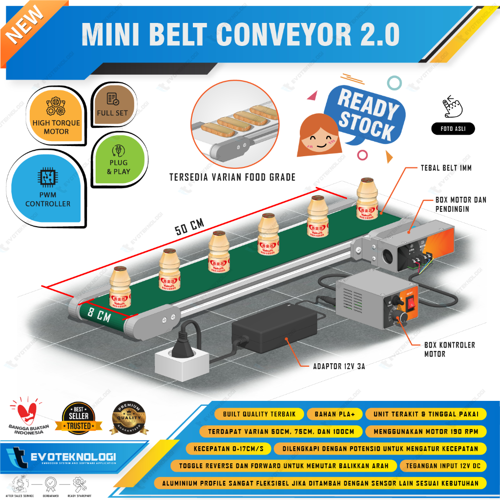 Jual Evoteknologi Mini Conveyor Mini Belt Conveyor Mini Konveyor V2.0 ...