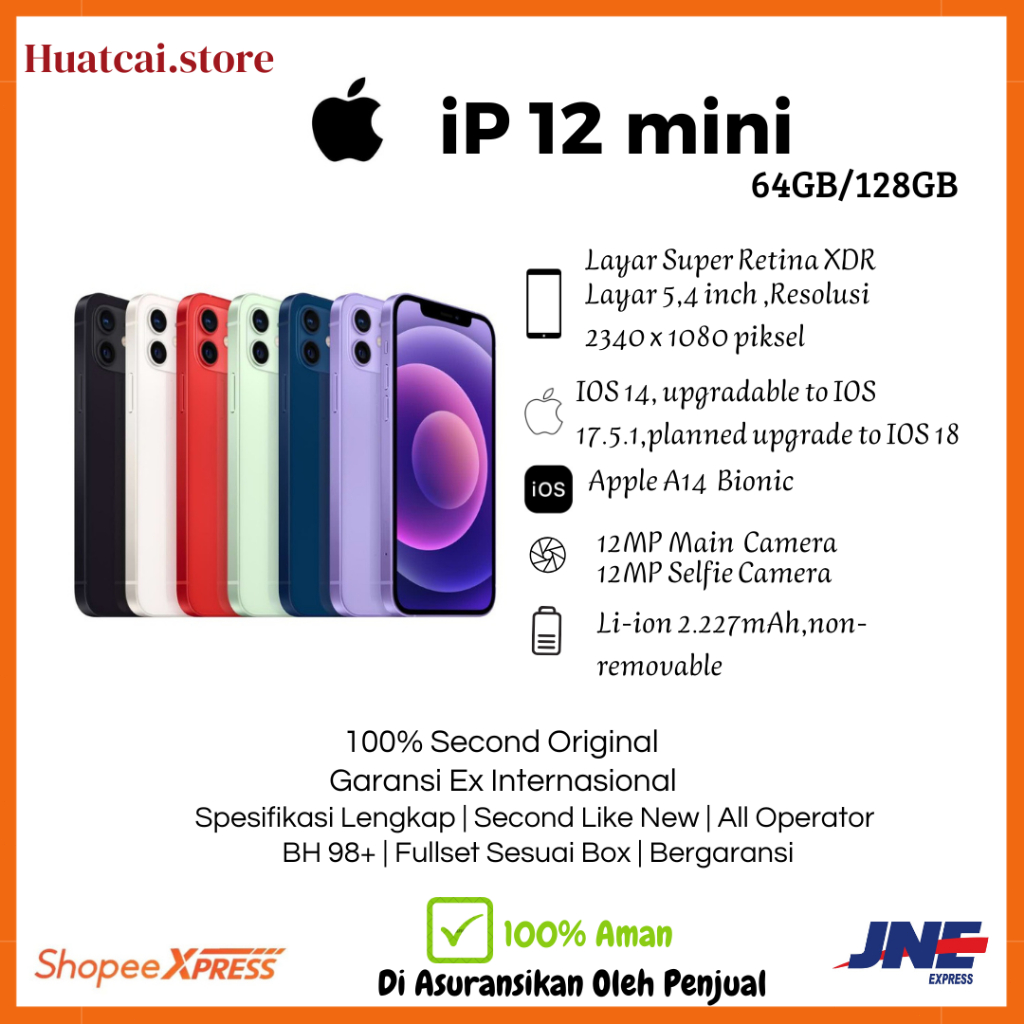Jual iP 12 mini 256GB/128GB/64GB Second No Minus Fullset Bergaransi | Shopee Indonesia