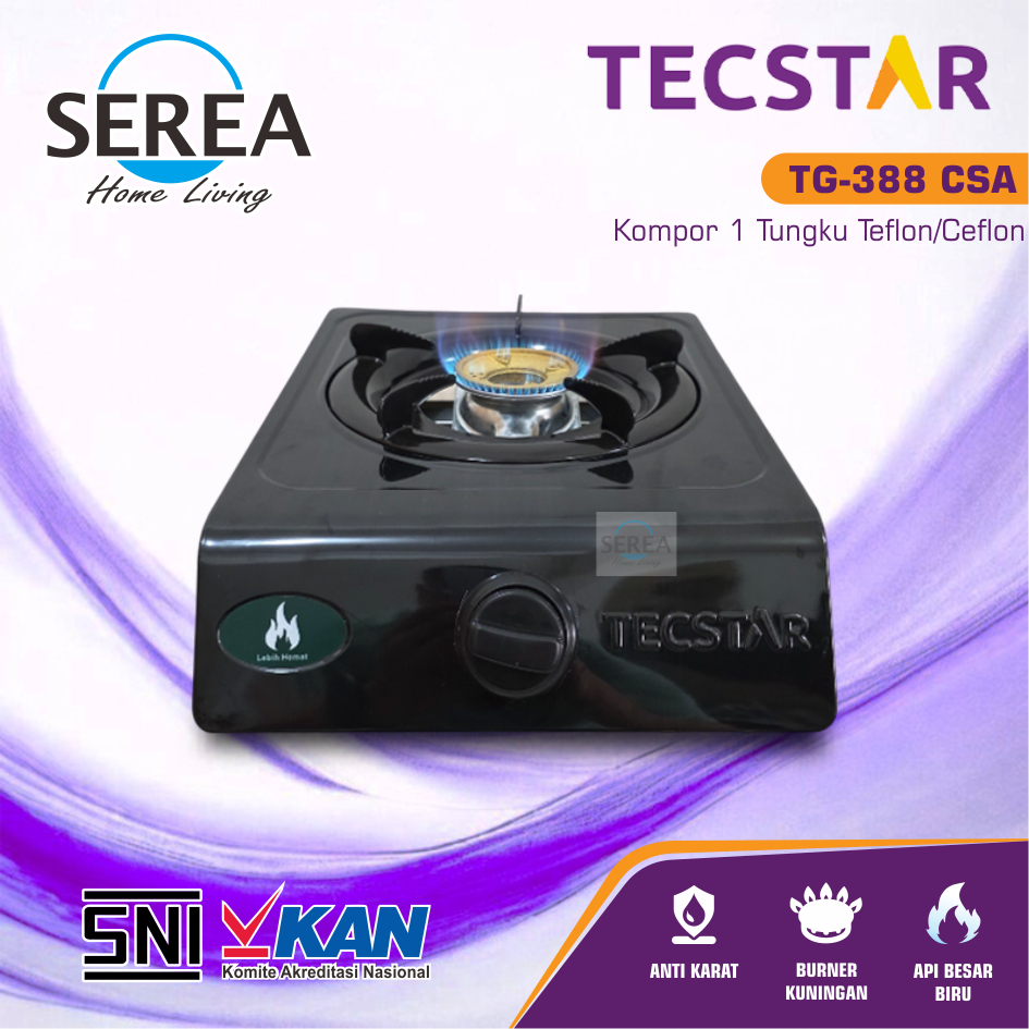 Jual TECSTAR Kompor Gas 1 Tungku Teflon TGS-322SS/Kompor Gas 1 Tungku ...