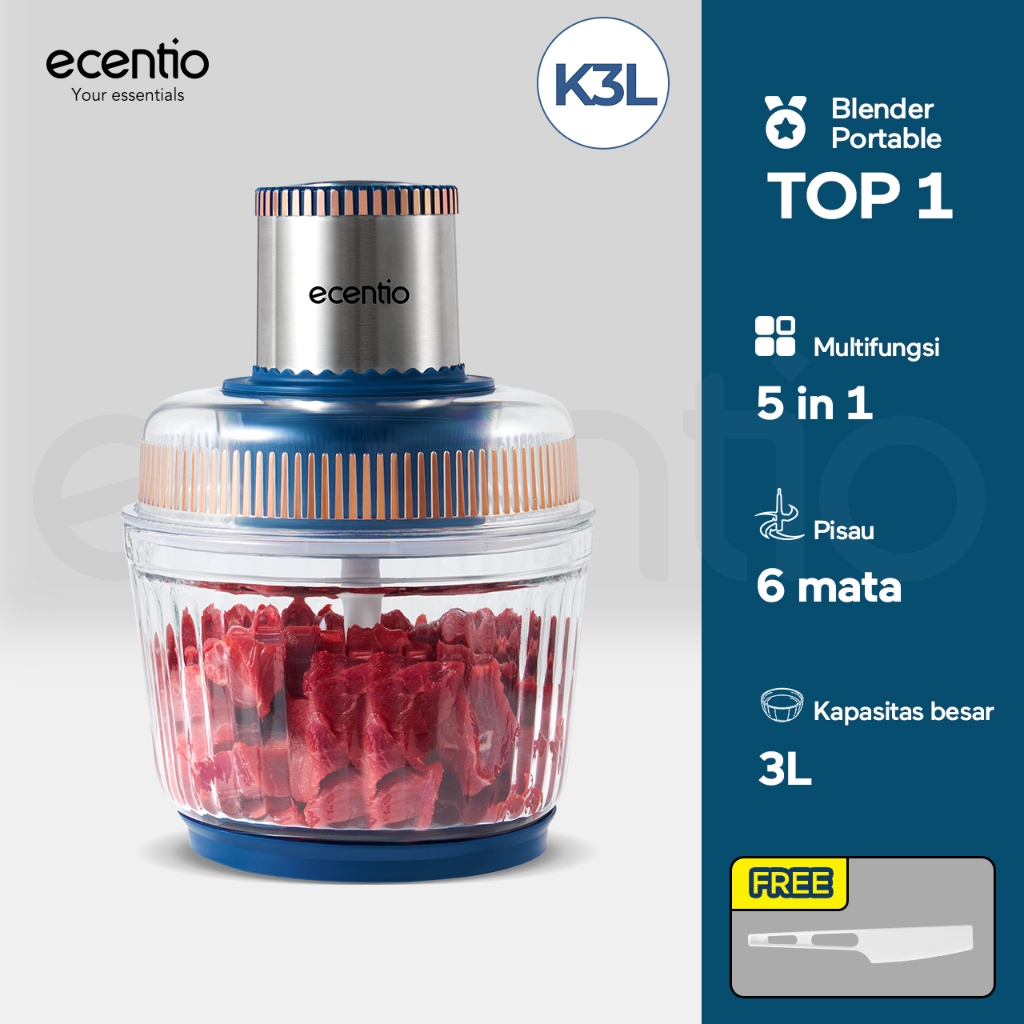 Jual ecentio kaca chopper blender 5 in 1 Multifungsi Pisau stainless steel 6 pisau Kapasitas ...