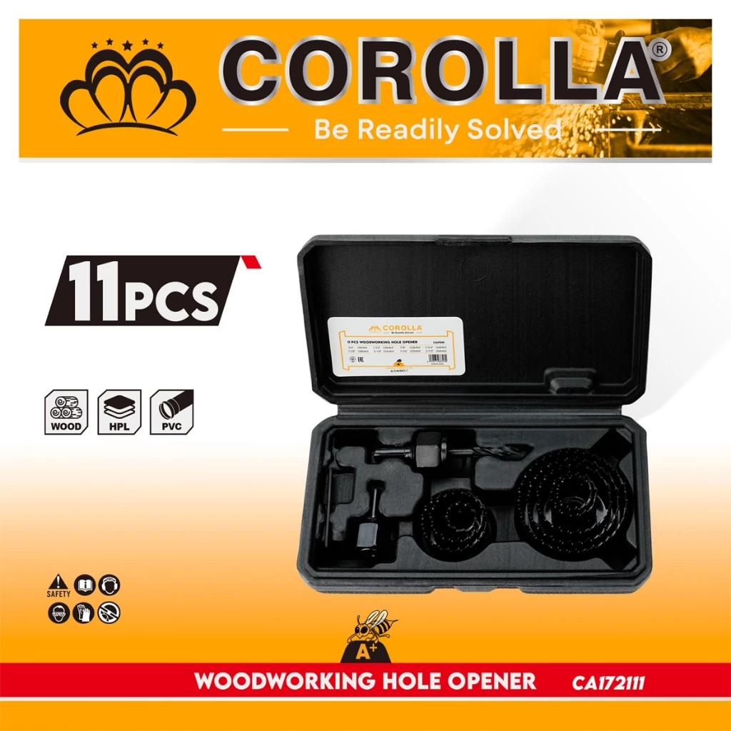 Jual COROLLA HOLE SAW SET 11 PCS TOOL KIT - MATA BOR KAYU PELUBANG PIPA ...