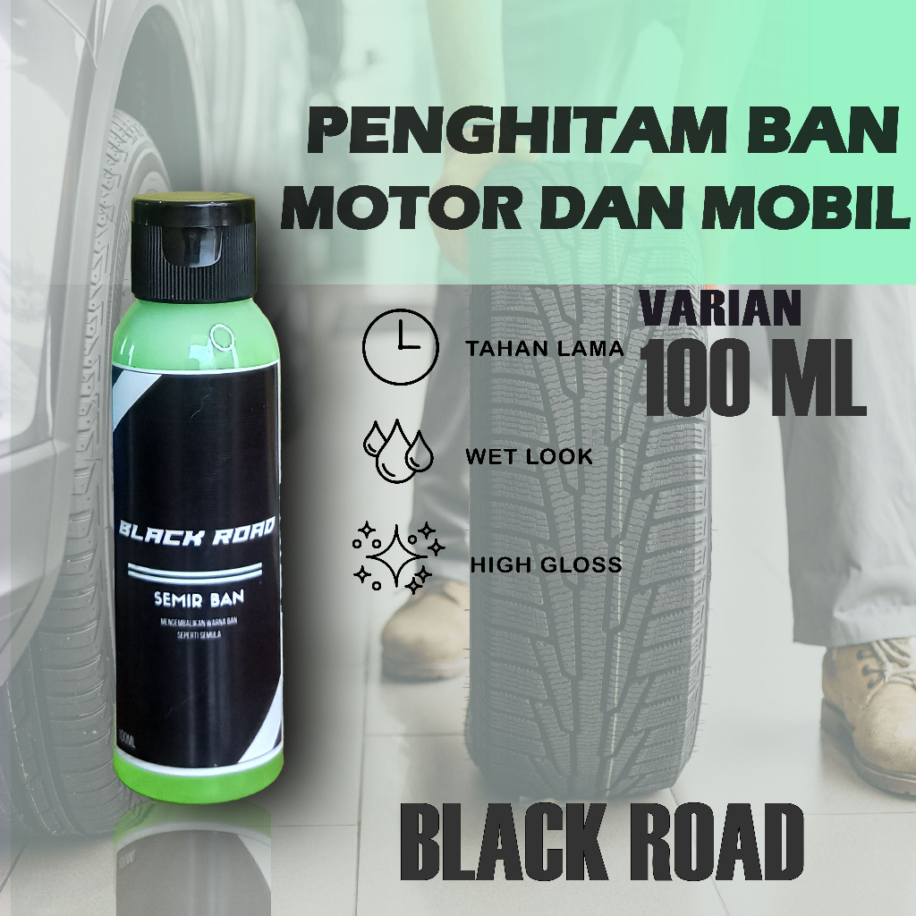 Jual Semir Ban BLACK ROAD 100ml Penghitam Ban Motor dan Mobil Botol ...