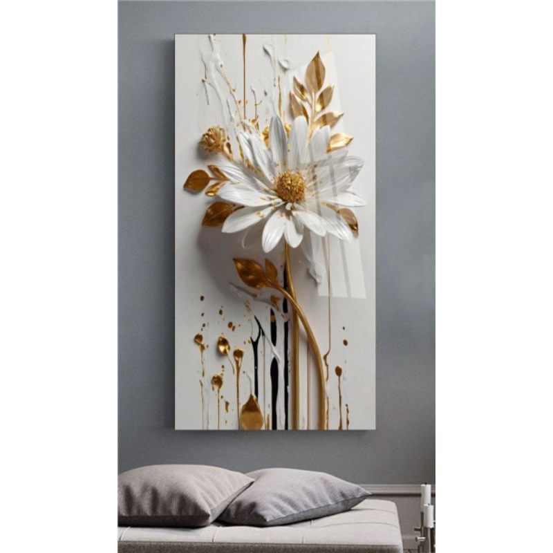 Jual Lukisan Bunga Putih Teksture Modern Dinding Tebal Abstrak Ruangan ...