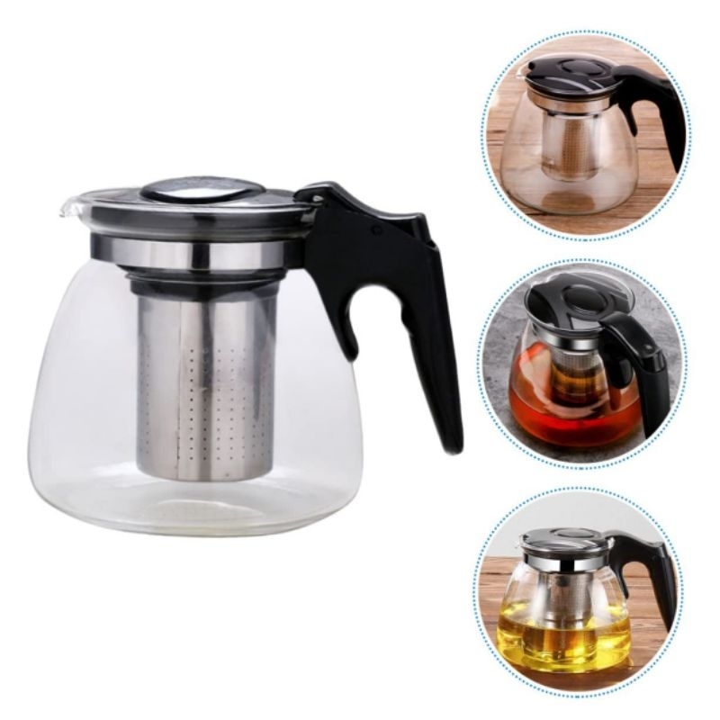 Jual Glass Teapot Plain 1100ml Premium / teko teh / tempat seduh teh ...