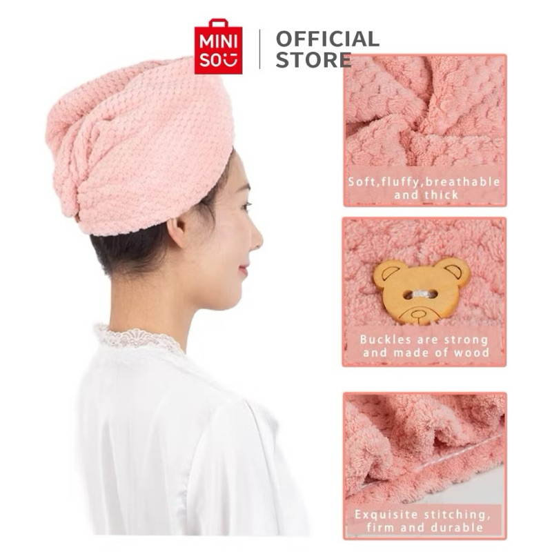 Jual COD Handuk Keramas Miniso Patterned Absorbent Thick Hair Drying ...