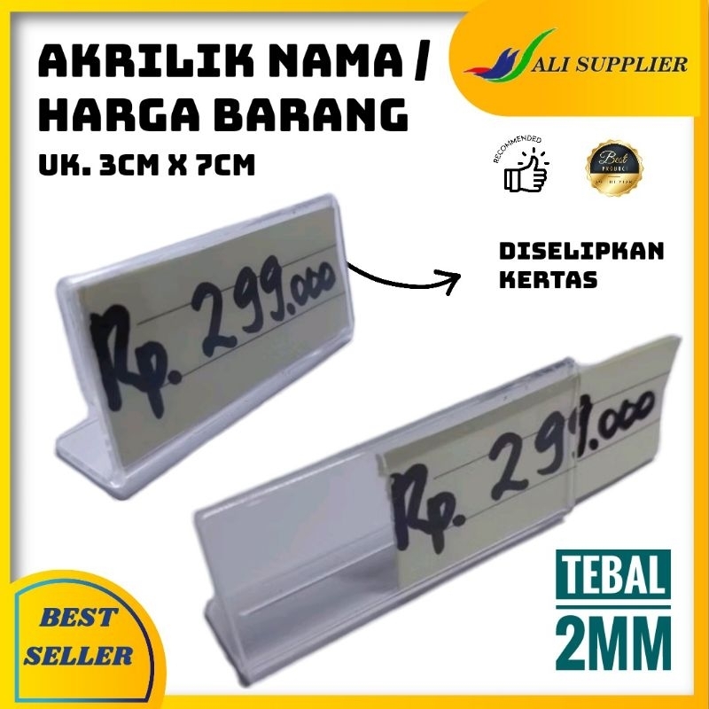 Jual Acrylic Label Nama / Akrilik Label / Acrylic Harga / Price Tag ...