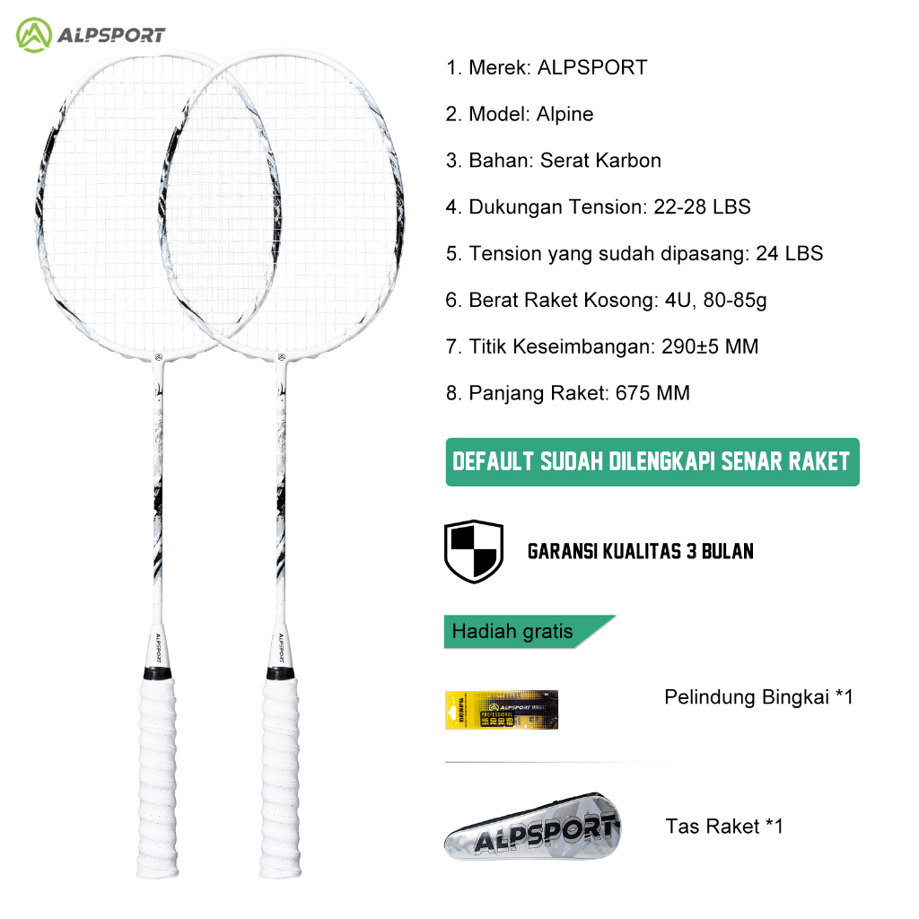 Jual ALPSPORT New SS 100% Full Carbon Fiber Pro Raket Badminton ...
