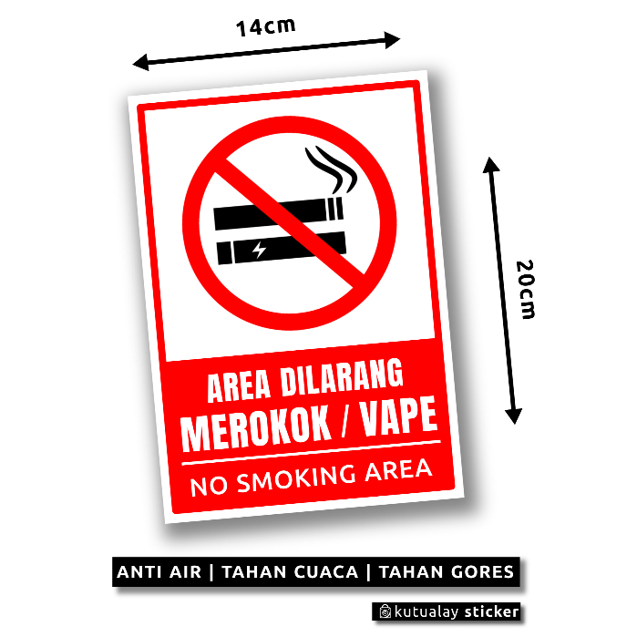Jual Sticker Dilarang Merokok dan Vape Stiker No Smoking Area Stiker ...