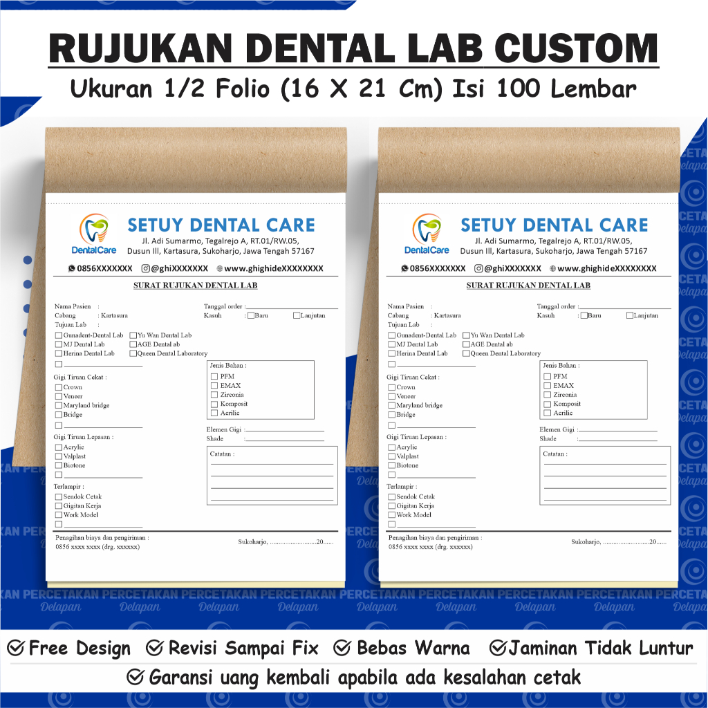 Jual Rujukan dental Lab custom 1/2 folio | Shopee Indonesia