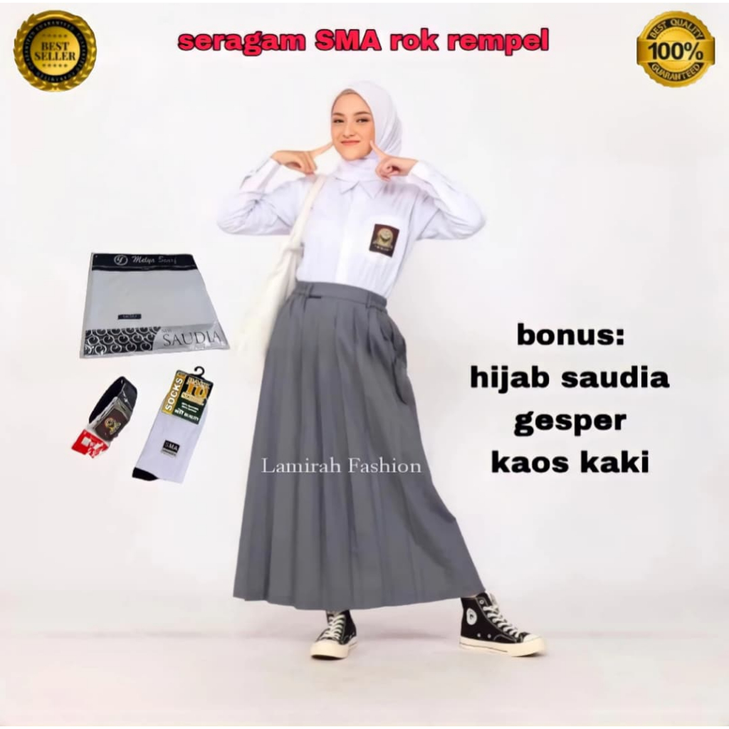 Jual Setelan seragam SMA Putih Abu Abu | Seragam Sekolah SMA Anak Perempuan Bonus Aksesoris ...