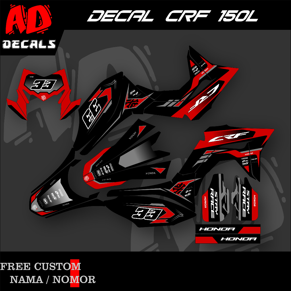 Jual Decal Crf 150 L Hitam Merah Full Body Superglossy Bebas Custom - Sticker Decal Honda Crf ...