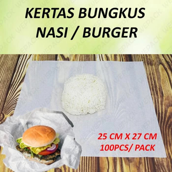 Jual 100lbr kertas paper putih bungkus pembungkus anti lengket nasi ...