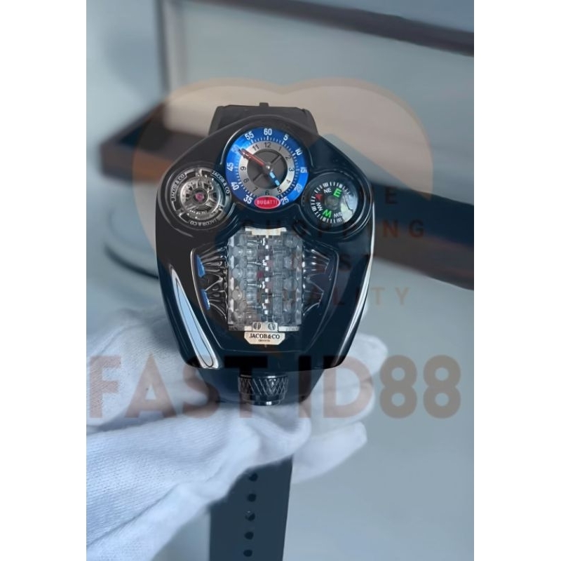 Jual jam pria jacob & co Bugatti Tourbilon black titanium strap Ultra ...