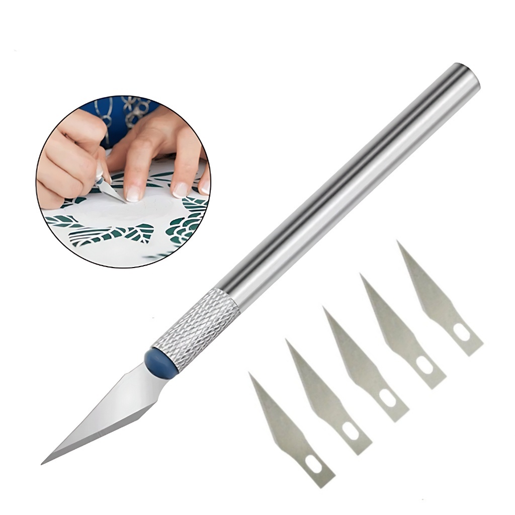 Jual Pisau Ukir Seni 6 isi /Pisau Seni / Ukir / Pen-Type Precision Art ...