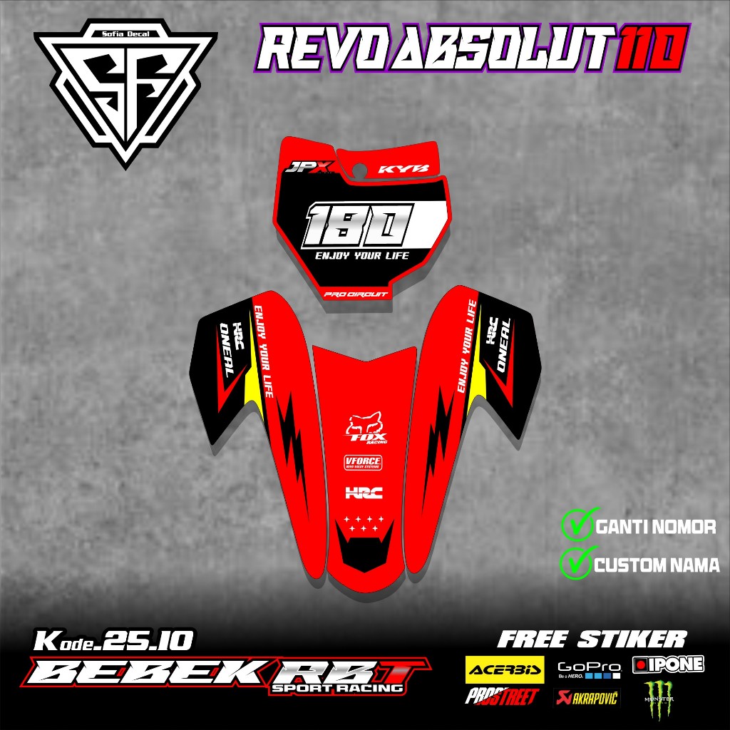 Jual Sticker Papan Nomor Dan Spakbor REVO ABSOLUTE 110 rbt REVO BEBEK ...