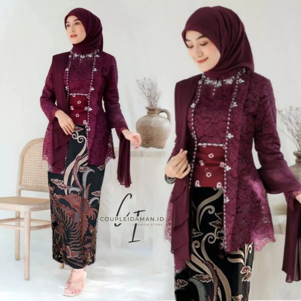 Jual Set Kebaya Laksmi Kebaya Wisuda Modern Kondangan Kutu Baru Premium Mewah Couple Pasangan ...