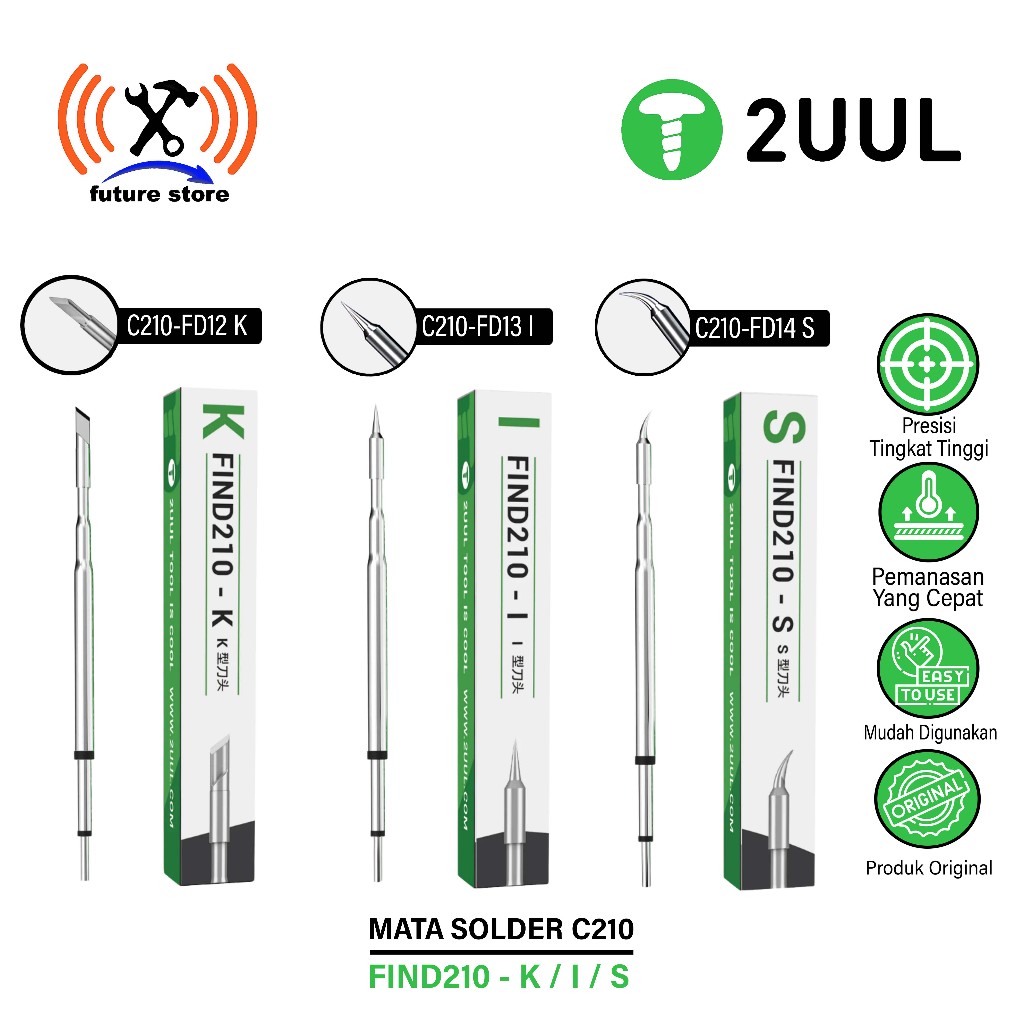 Jual 2UUL FD12 K / FD13 I / FD14 S - Soldering Iron Tip for C210 Soldering Station (1 Pack) Mata ...