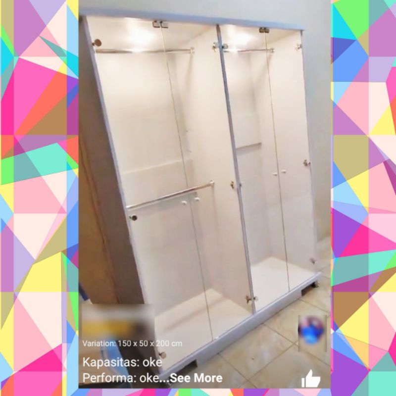Jual Lemari kaca, lemari display pakaian gantung kaca bisa untuk gamis ...