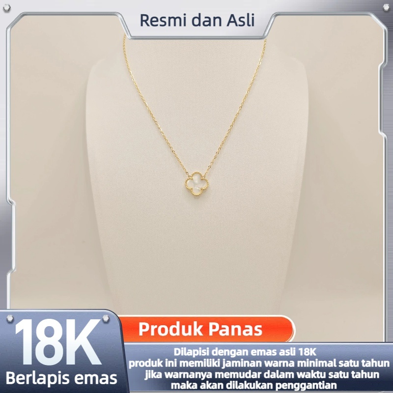 Jual Kalung semanggi empat daun berlapis emas 18K anti alergi dan anti luntur, gaya Jepang dan ...