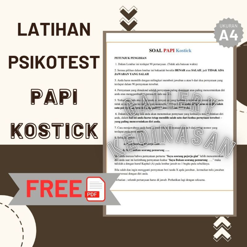 Jual LATIHAN PSIKOTEST PAPIKOSTICK PAPI KOSTICK FREE PDF | Shopee Indonesia