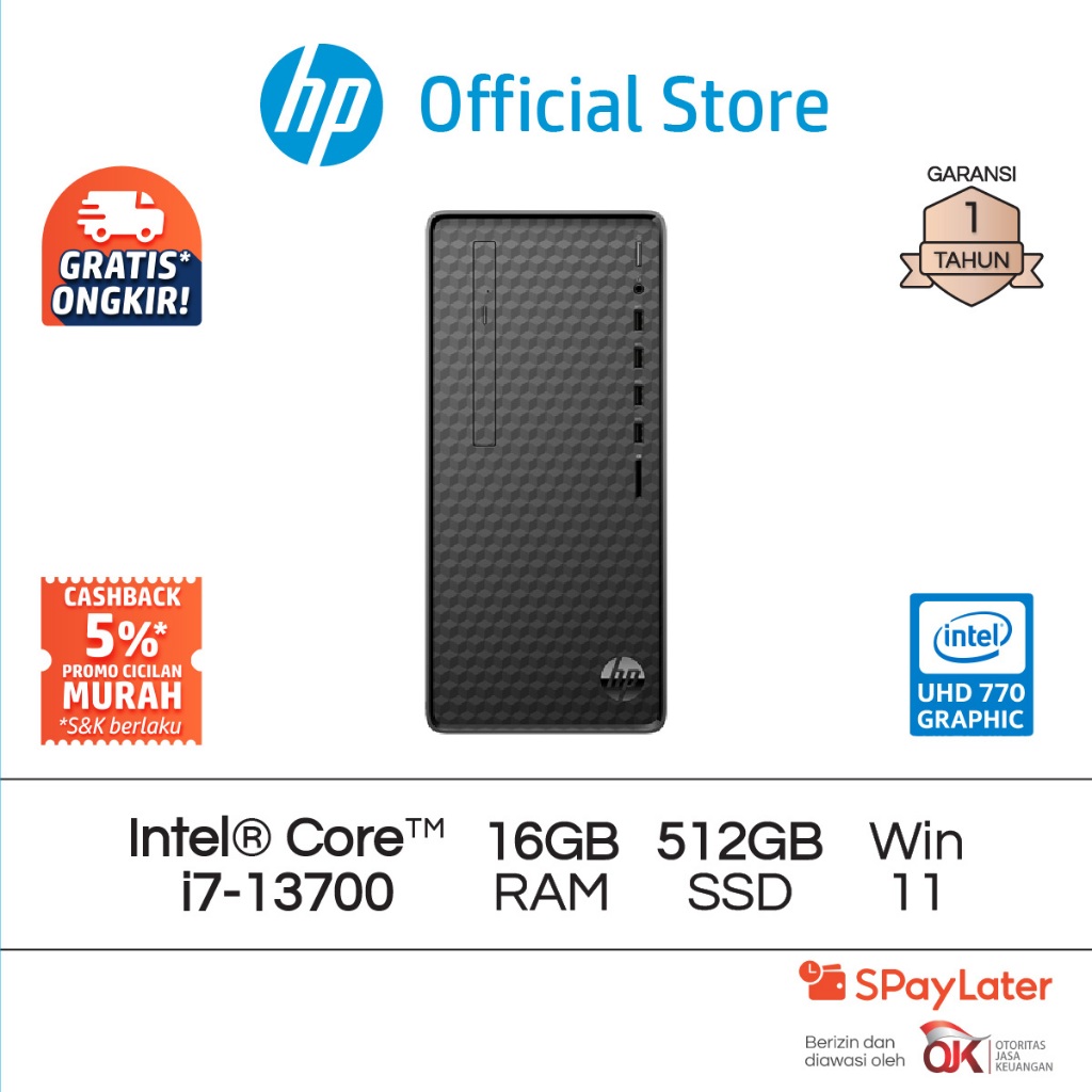 Jual Desktop PC HP M01-F3012d Intel Core i7 UHD 16GB RAM 512GB SSD Windows 11 Garansi 1 Tahun ...