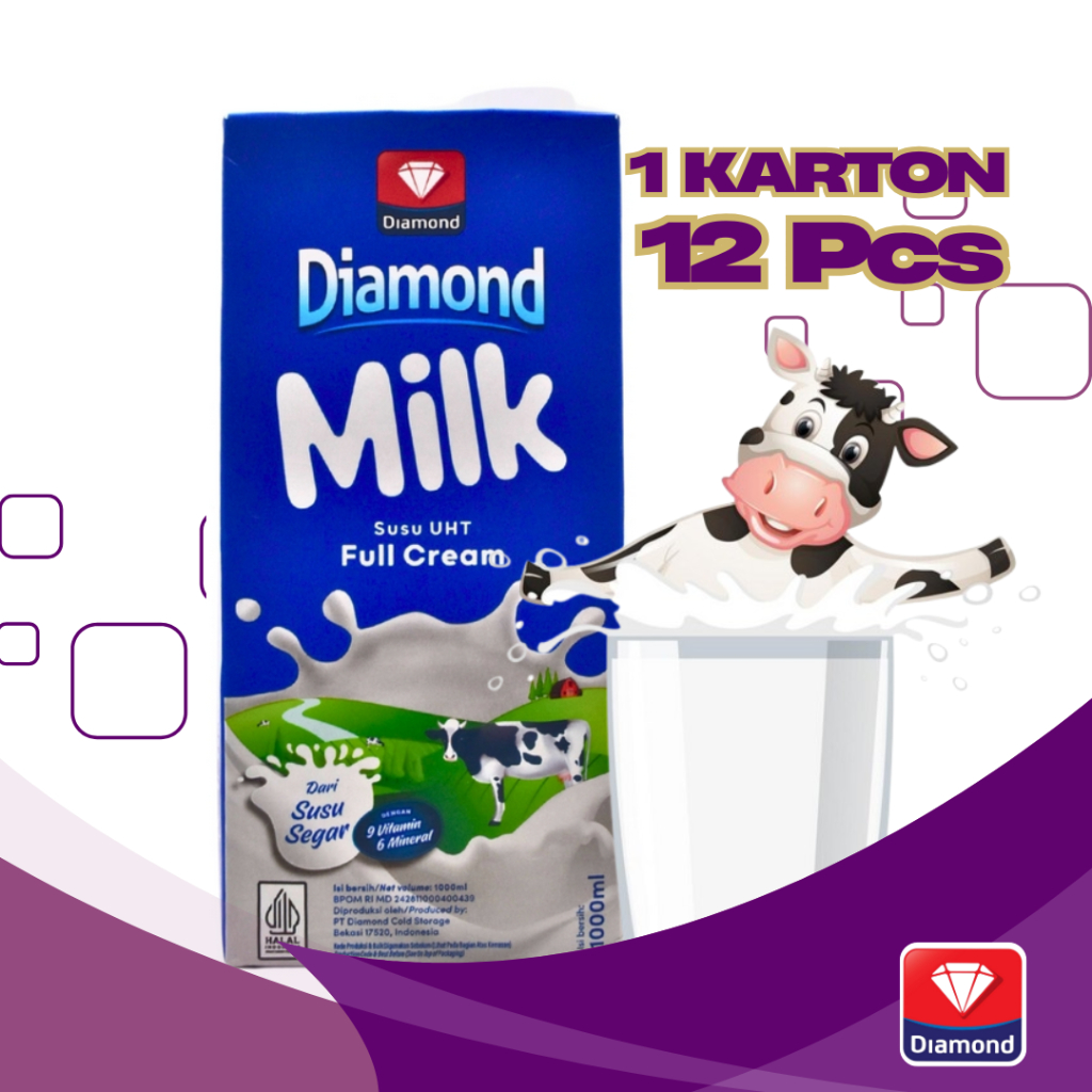 Jual Diamond Milk Susu UHT Full Cream isi 12 pcs - 1 Dus | Shopee Indonesia