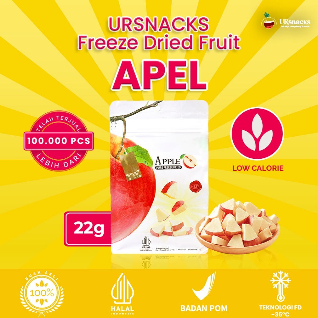 Jual Dr23 - URSNACKS Freeze Dried Pure Apple - Snack Keripik Buah Apel ...