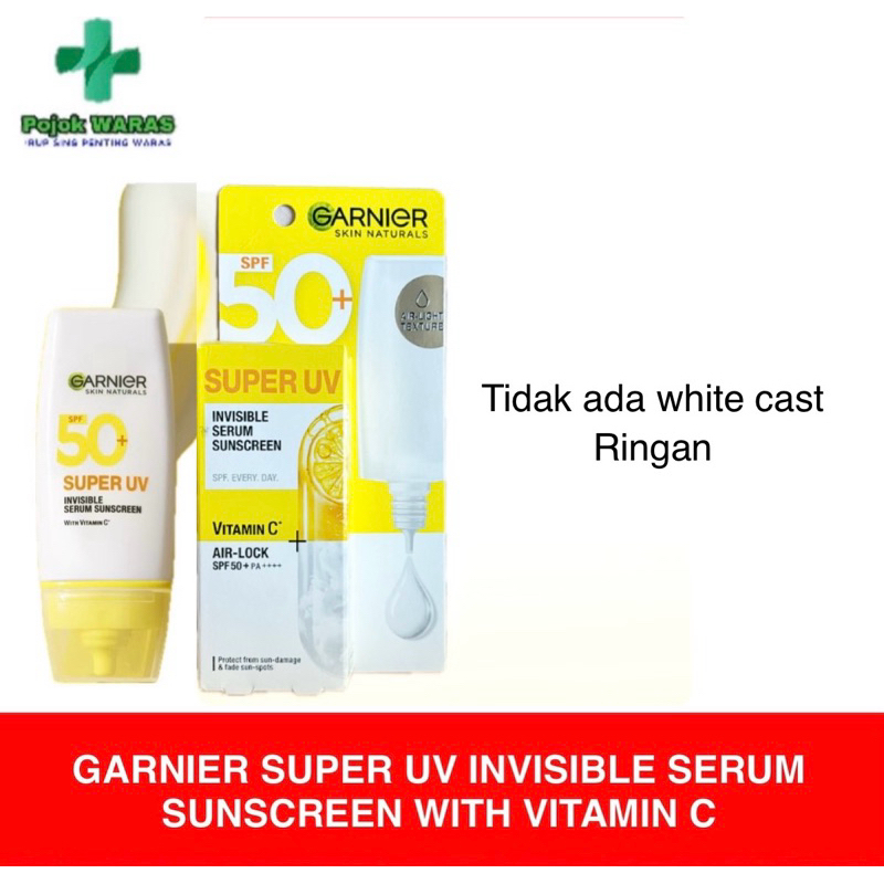 Jual ED 2028 GARNIER SUPER UV INVISIBLE SERUM SUNSCREEN SPF 50PA+++ | Shopee Indonesia