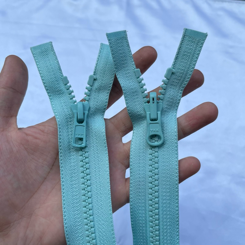 Jual Resleting Jacket Gigi Kasar / Zipper Vislon YKK No.5 (1 pcs) Warna Hijau Telur Asin (61 ...