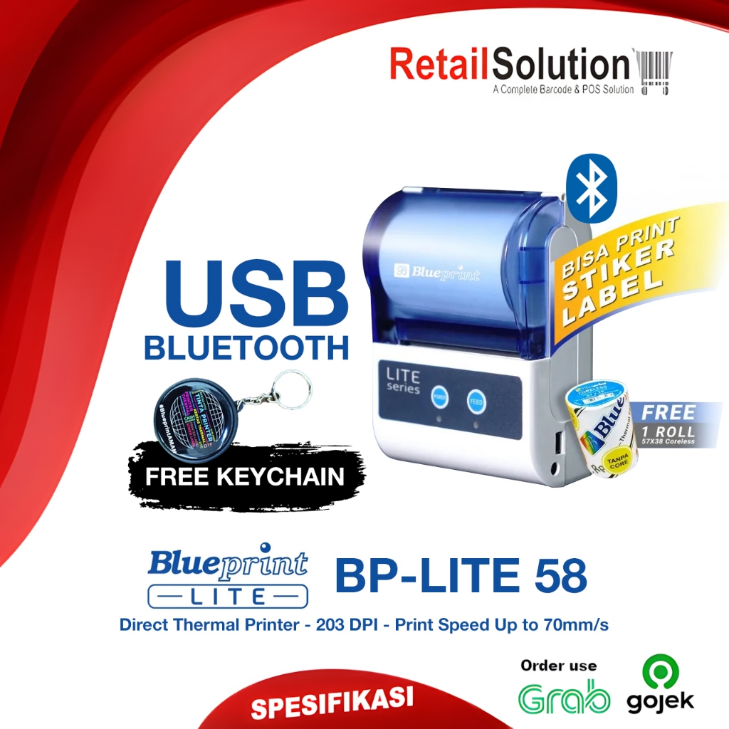 Jual Mini Printer Thermal Bluetooth 58mm - Blueprint BP Lite58 / BP ...