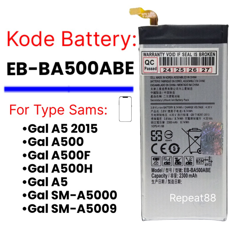 Jual BATERAI SAMS GALAXY A500 A5 2015 ORIGINAL A500F A5009 A5000 BATRE ...