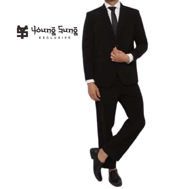 Jual Youngsung Exclusive - Set Jas Celana Pria Hitam Slim Fit | Shopee Indonesia