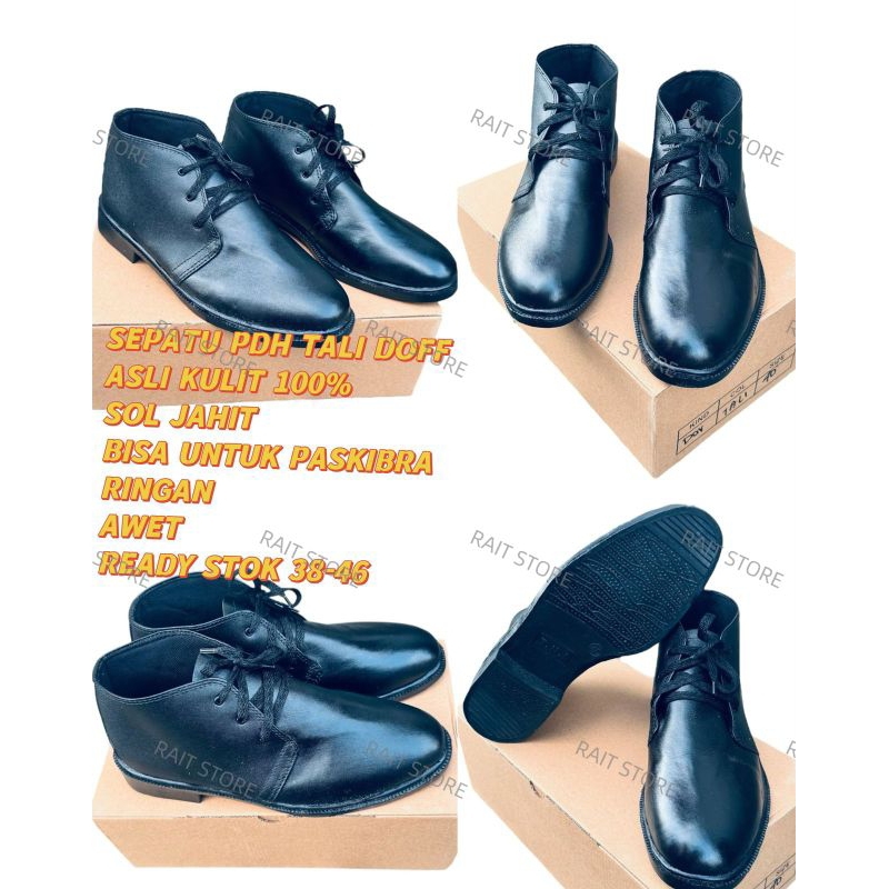Jual AR Exclusive Original Sepatu PDH Tali Hitam Dove 100% Kulit Asli ...