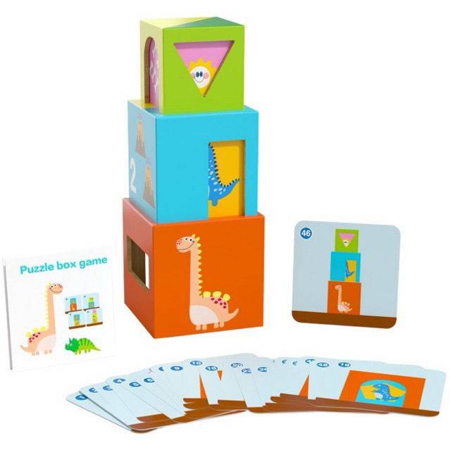 Jual wooden stacking box logic puzzle mainan montessori logika anak ...
