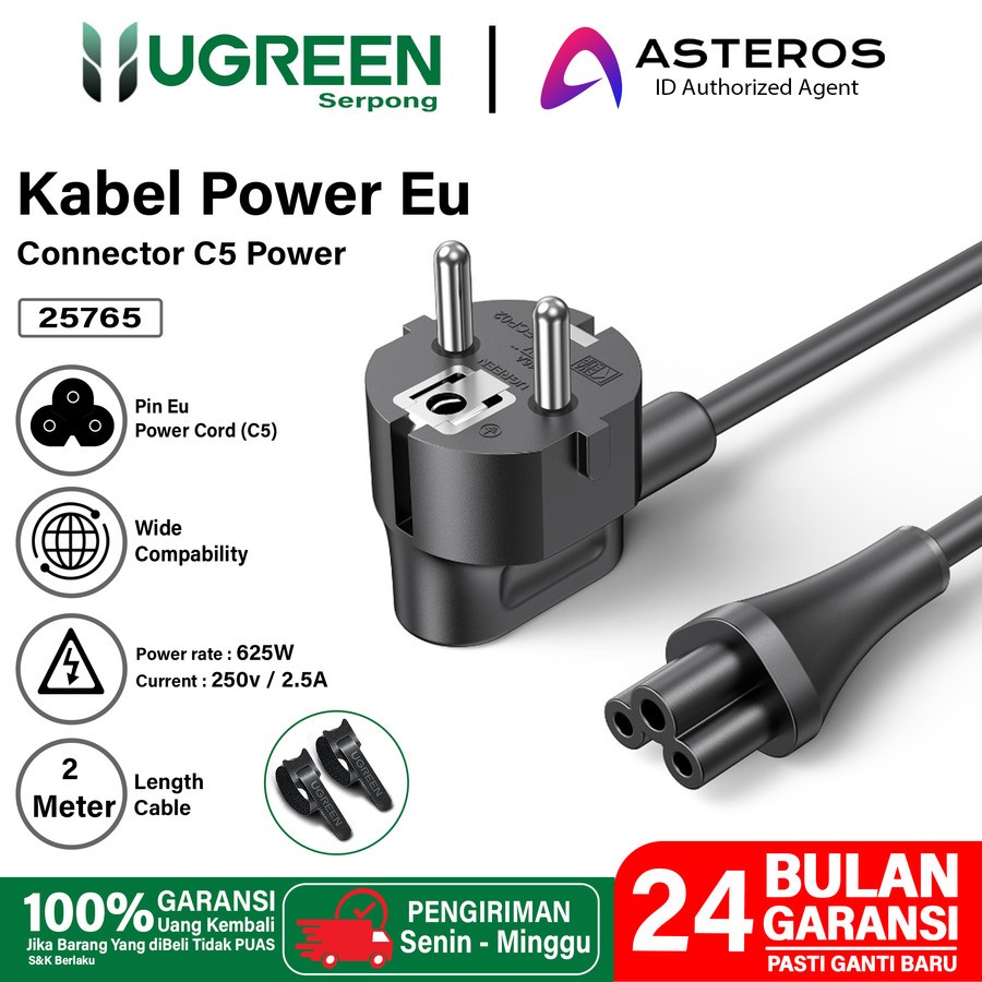 Jual UGREEN Kabel Power Adaptor Charger 3 Lubang Laptop Komputer 2 ...