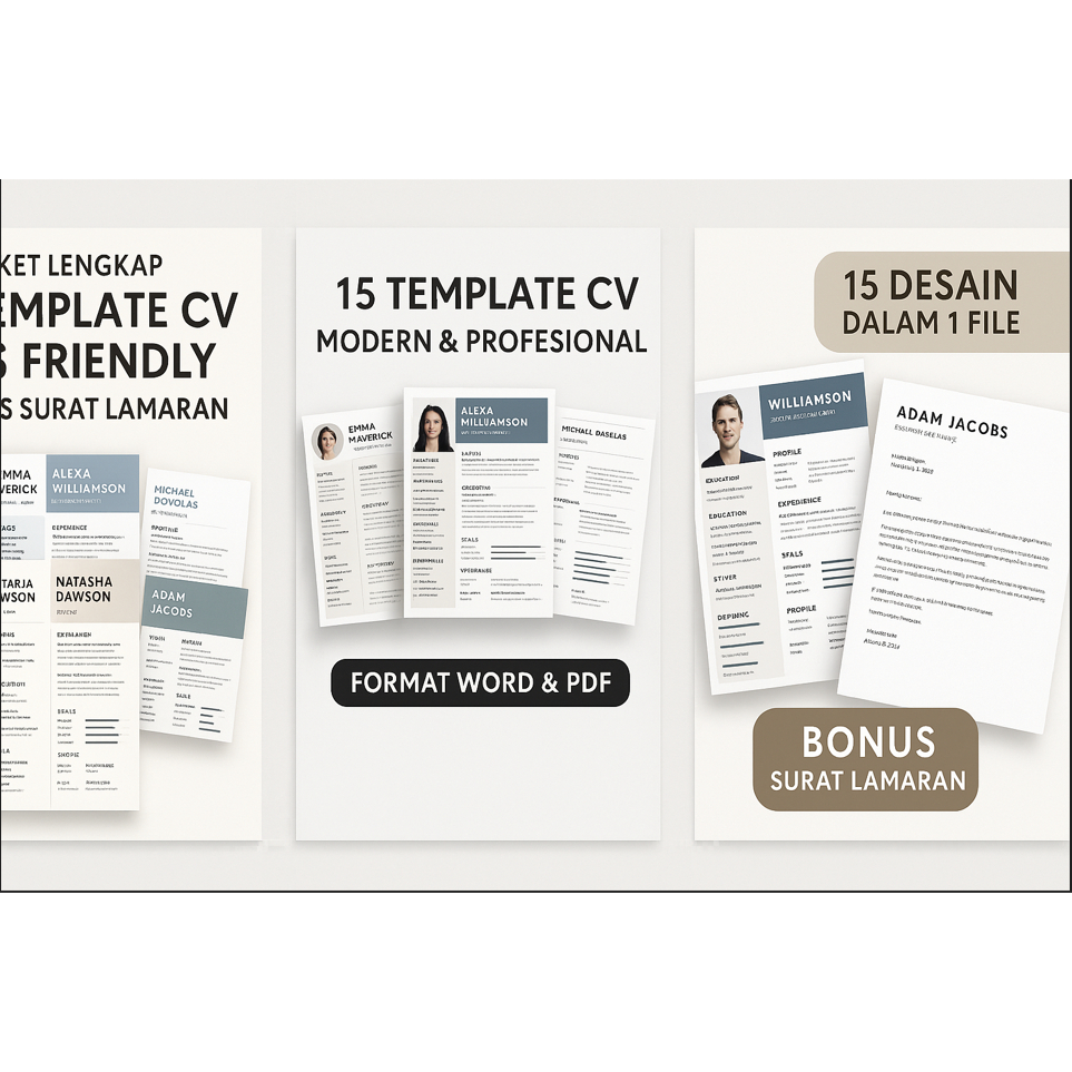 Jual 15 Template Curriculum Vitae Premium | ATS Friendly | Format Word ...
