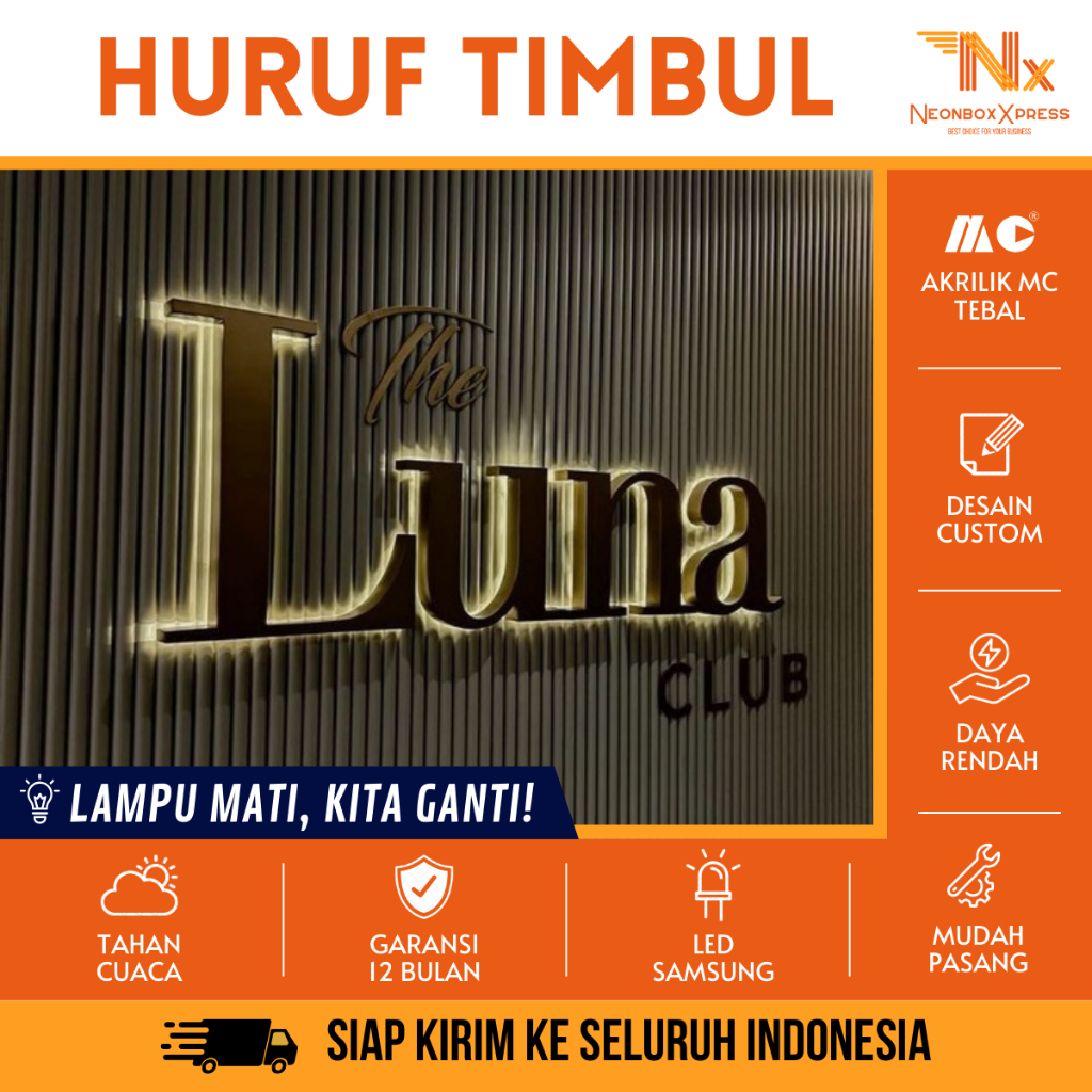 Jual Huruf Timbul Dinding LED Custom Bahan Akrilik Plat Besi Stainless ...