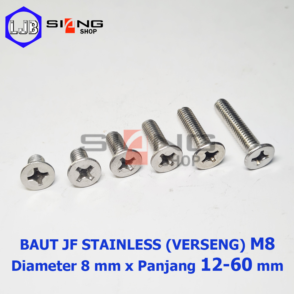 Jual Baut JF Stainless M8 panjang 12 sd 60mm / Baut Verseng Stainless | Shopee Indonesia