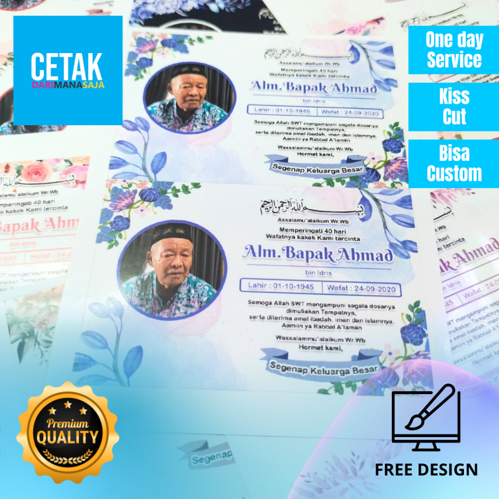 Jual Sticker dan Kartu Mengenang Wafatnya Stiker Card Label Tahlil ...