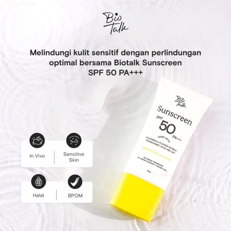 Jual BIOTALK SUNSCREEN WAJAH SPF 50 PA+++ 50gr - Sunscreen Sunblock ...