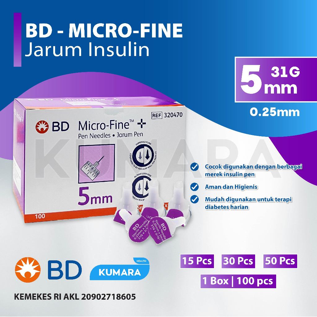 Jual BD - MicroFine 5mm 31G Jarum Insulin Ungu | Insulin Pen Needle ...