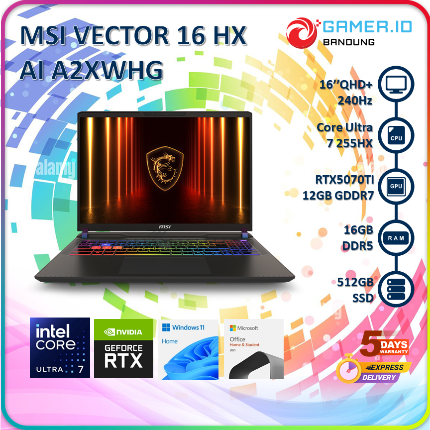 Jual MSI VECTOR 16 HX AI A2XWHG ULTRA 7 RTX5070TI 16GB 512GB 16" QHD+ ...