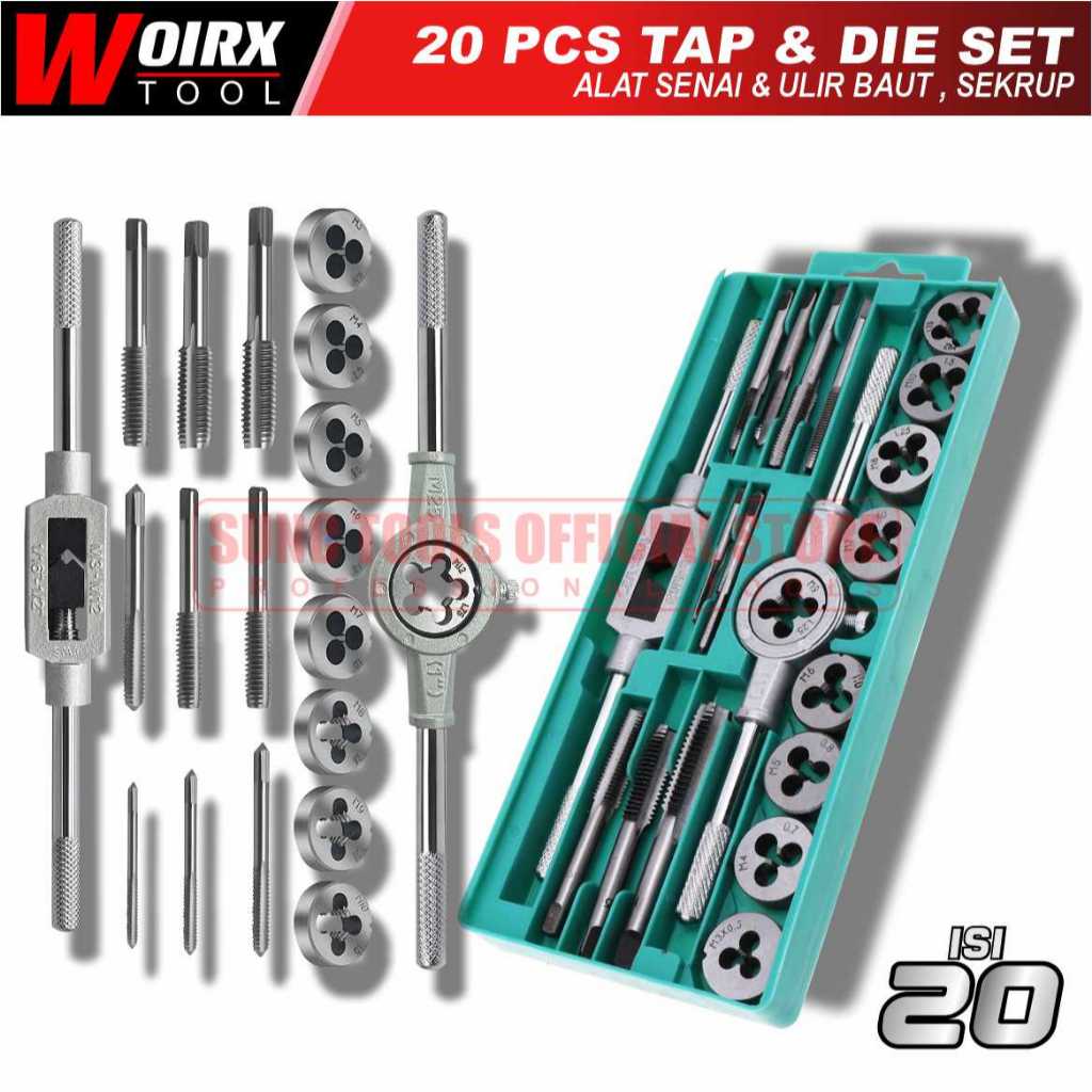Jual WOIRX TOOL Sekrup Tap Die Set 20 PCS Alat Snai dan Tap Ulir Mur ...