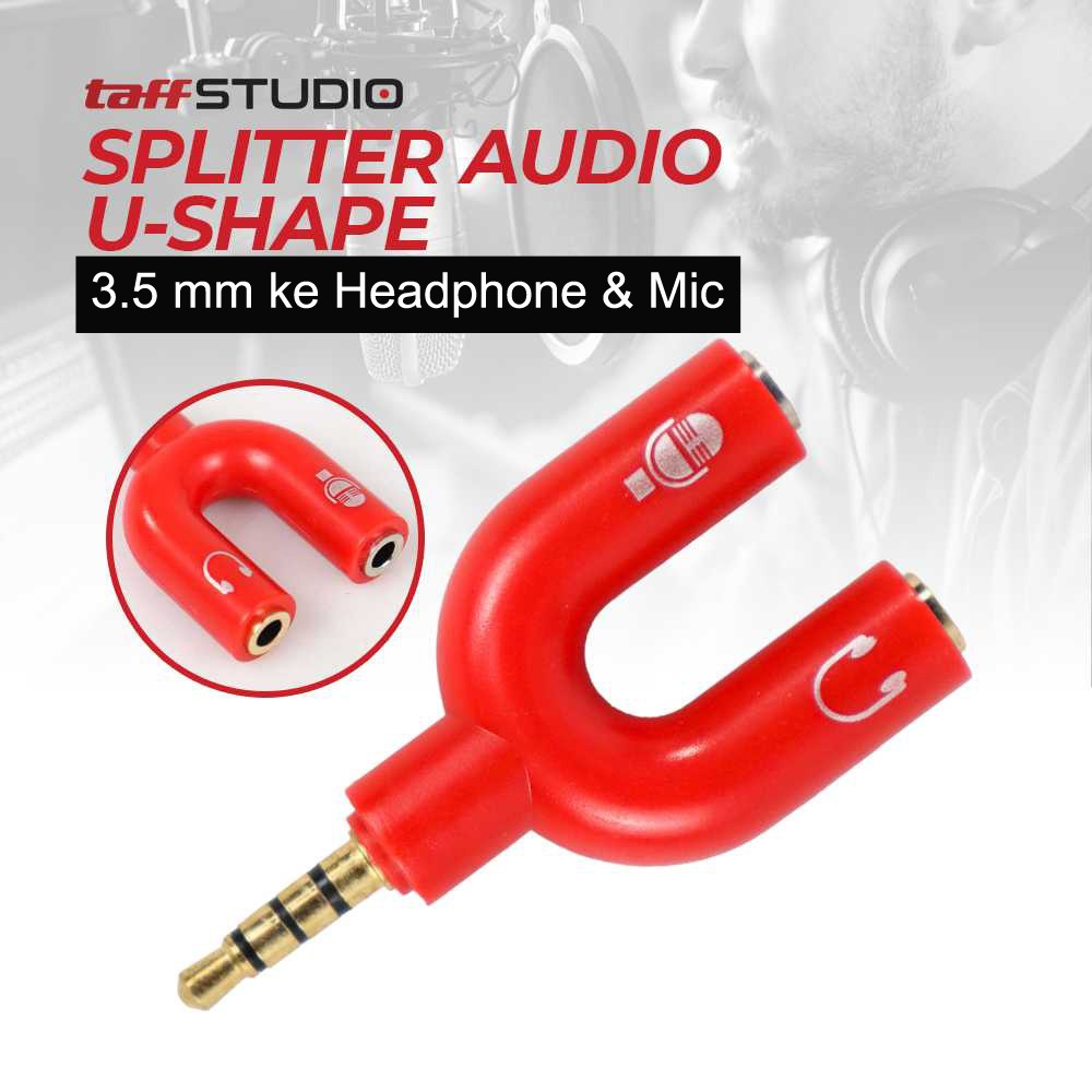 Jual Splitter Audio U Shape 3.5mm ke Headphone dan Mic | Shopee Indonesia